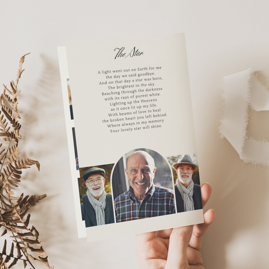 Minimal Funeral Program Template for Man, Personalized Memorial Program ...