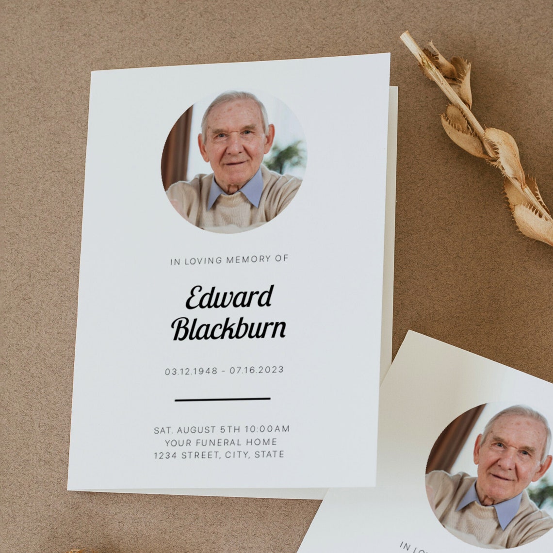 Basic Funeral Program Template Simple Memorial Service Minimalist ...