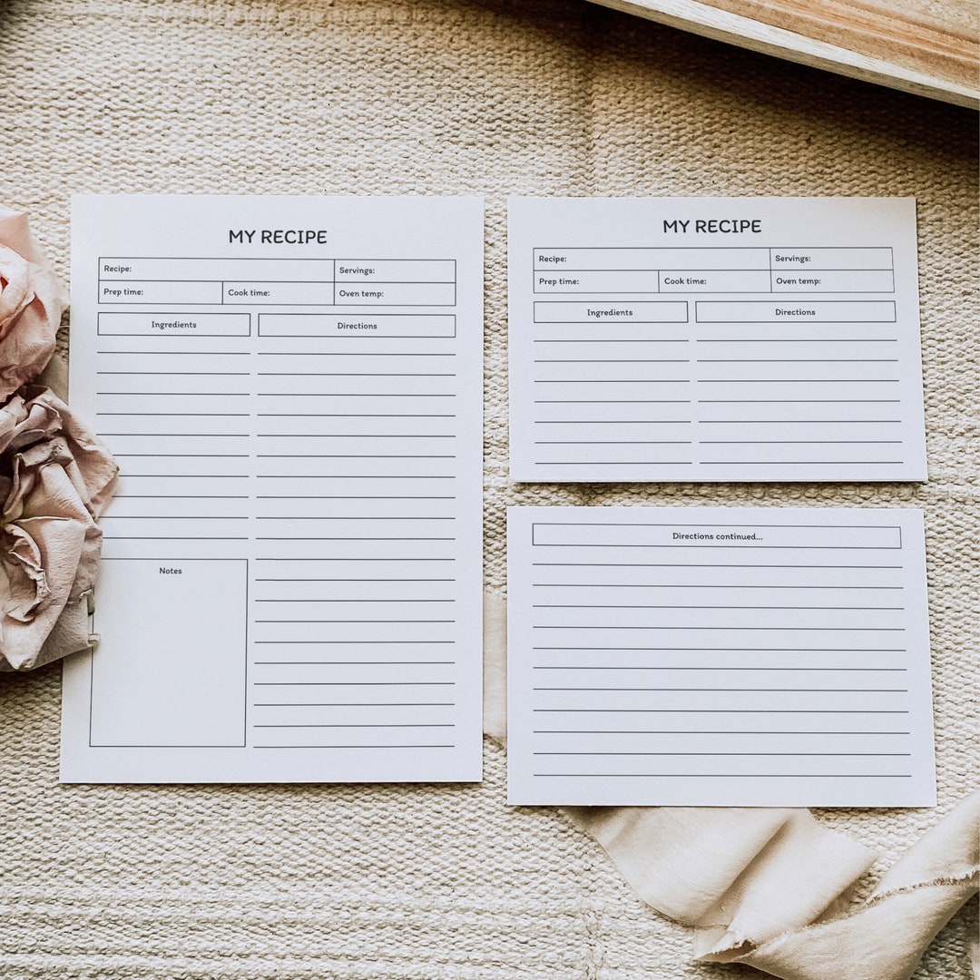 Fun Recipe Cards Template, Double Sided Index Card, Minimal Template ...