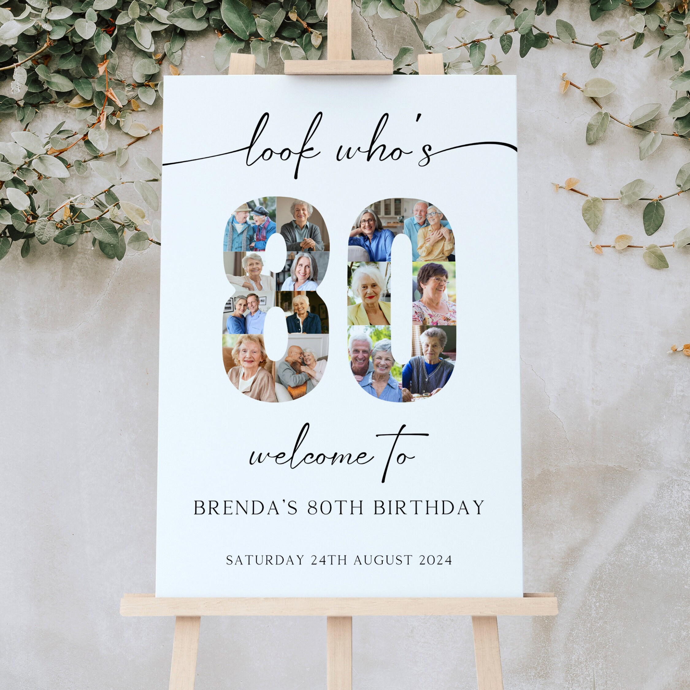 80th Birthday Photo Sign Template, Look Who's 80, Customizable Picture ...