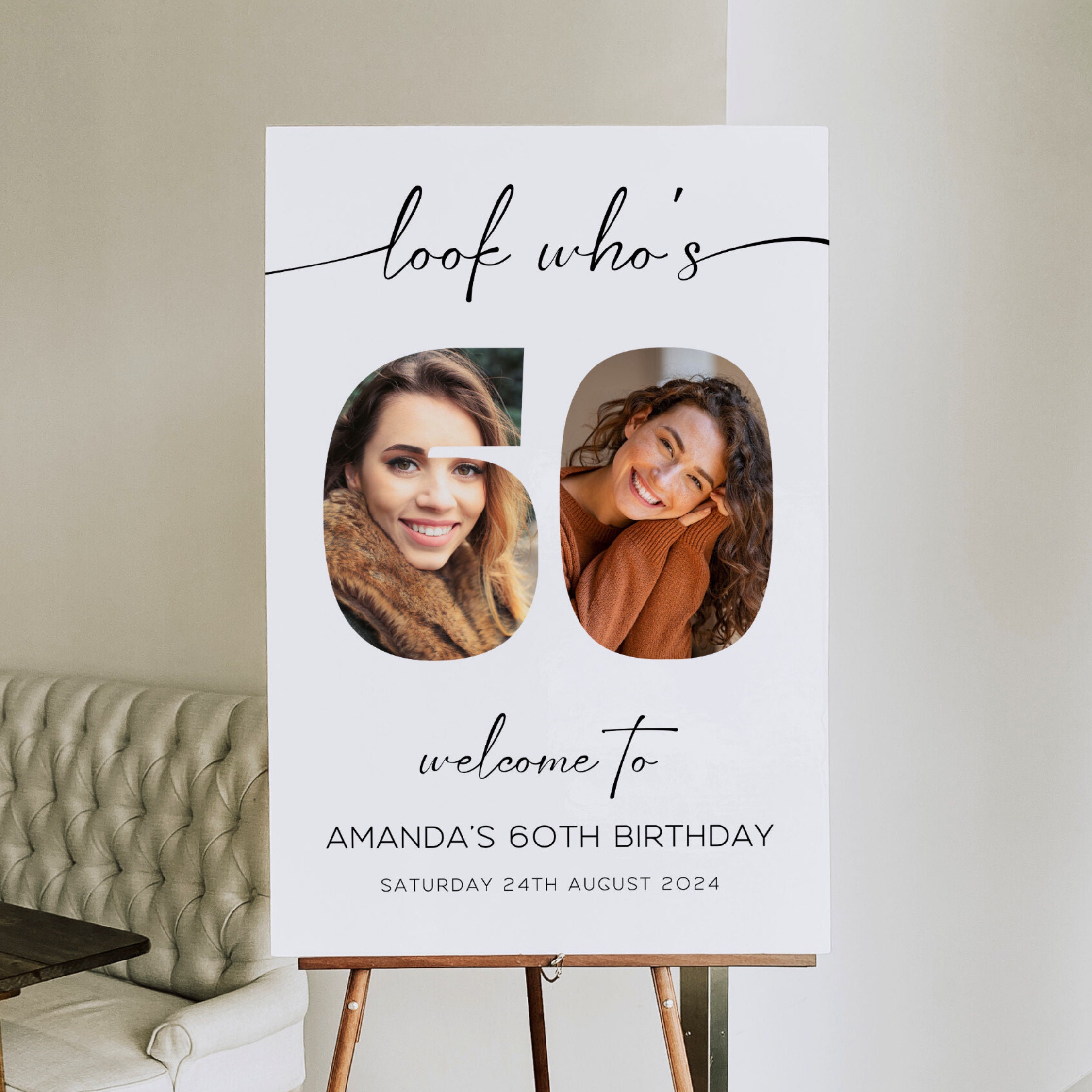 60th Birthday Poster Collage, Look Who's 60 Sign, Set of 3, Editable ...