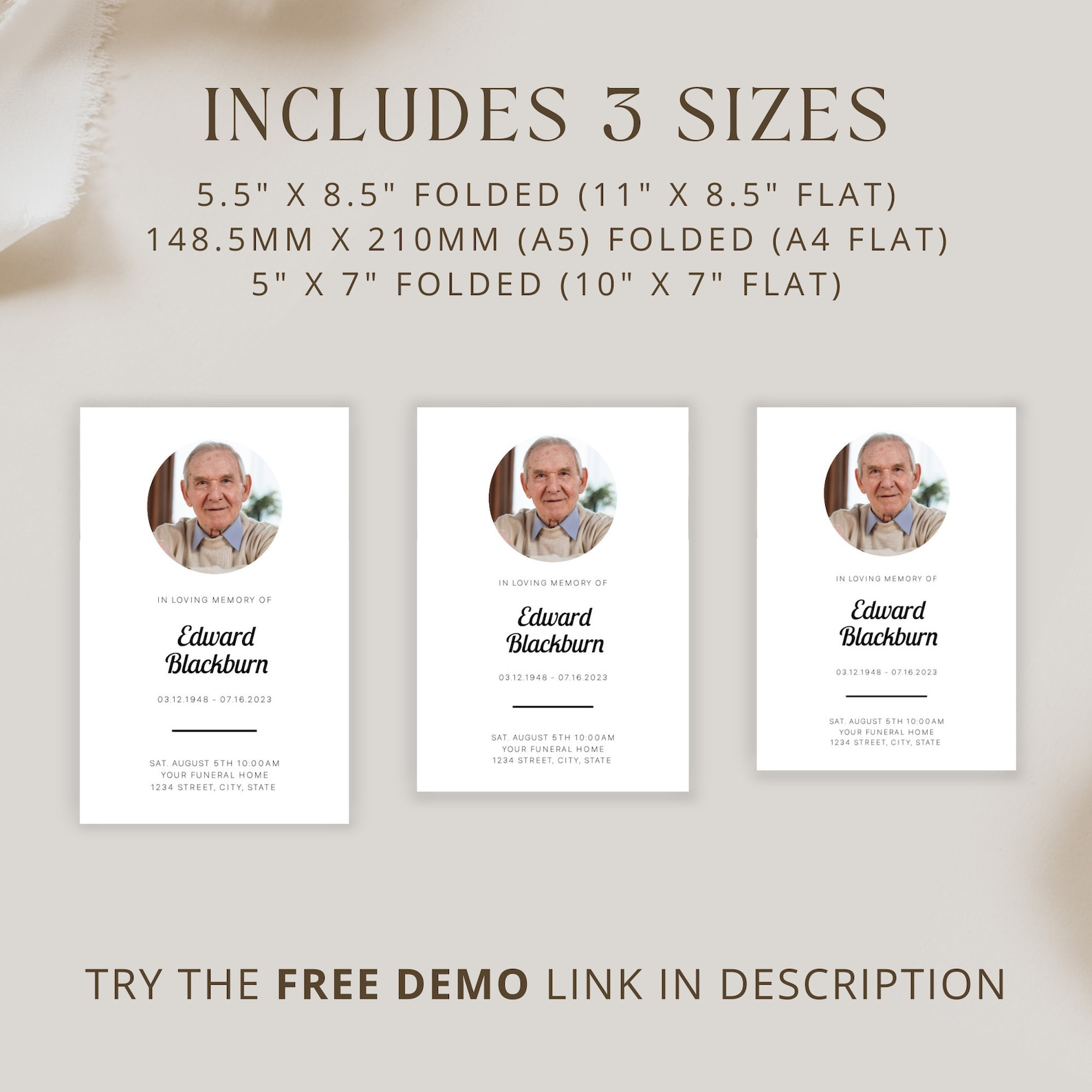 Basic Funeral Program Template Simple Memorial Service Minimalist ...