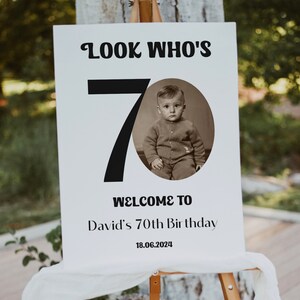 70th Birthday Photo Display Poster, Look Who's Turning Seventy Sign ...