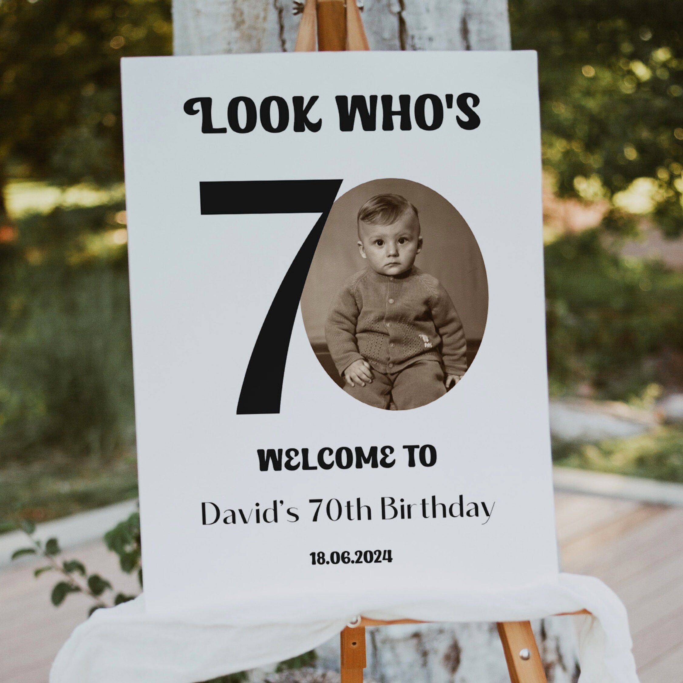 70th Birthday Photo Display Poster, Look Who's Turning Seventy Sign ...