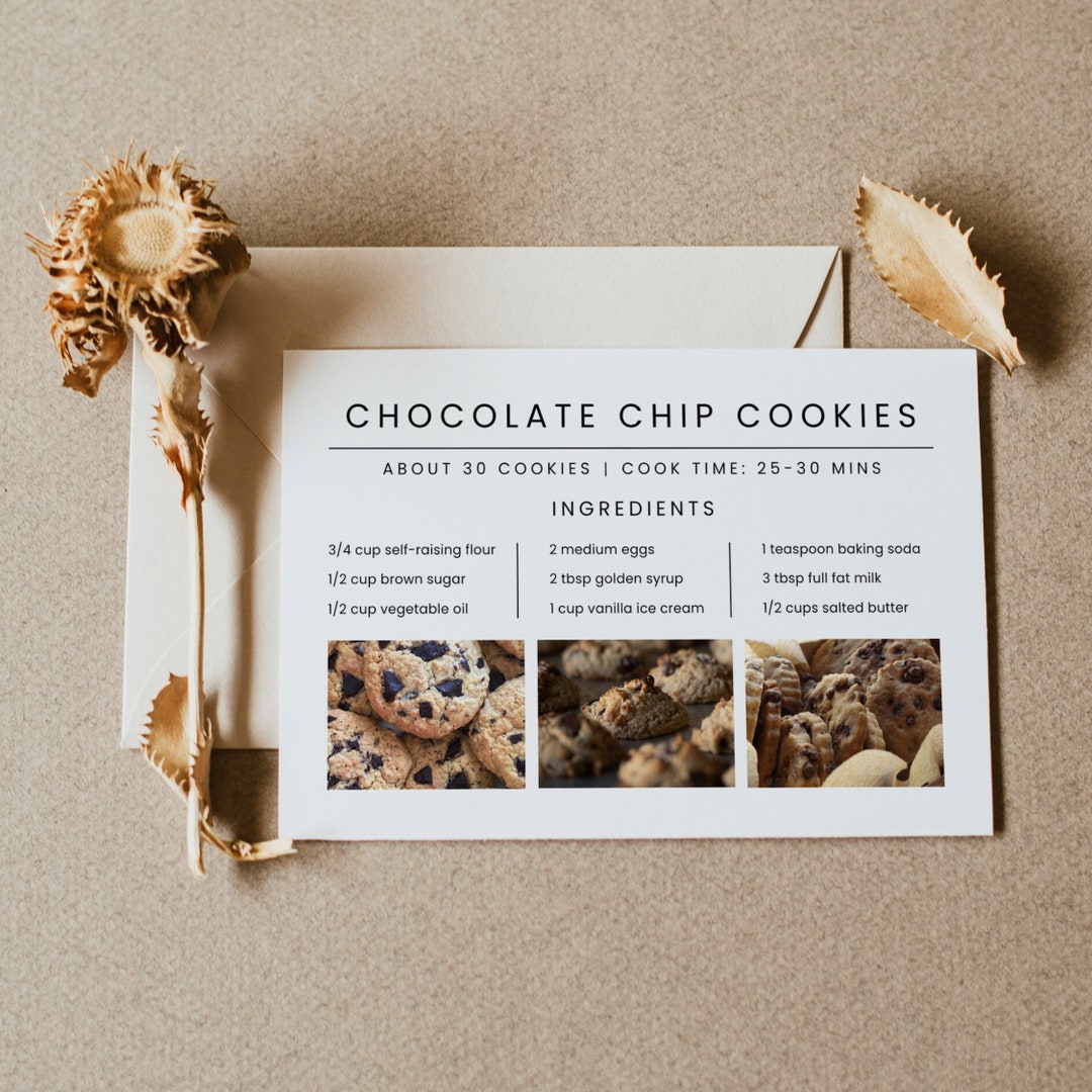Minimal Recipe Template, Modern Recipe Cards, Bridal Shower Recipe ...