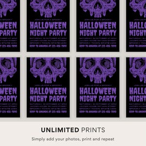 Spooky Skull Halloween Invitation Template, Printable Halloween Party ...