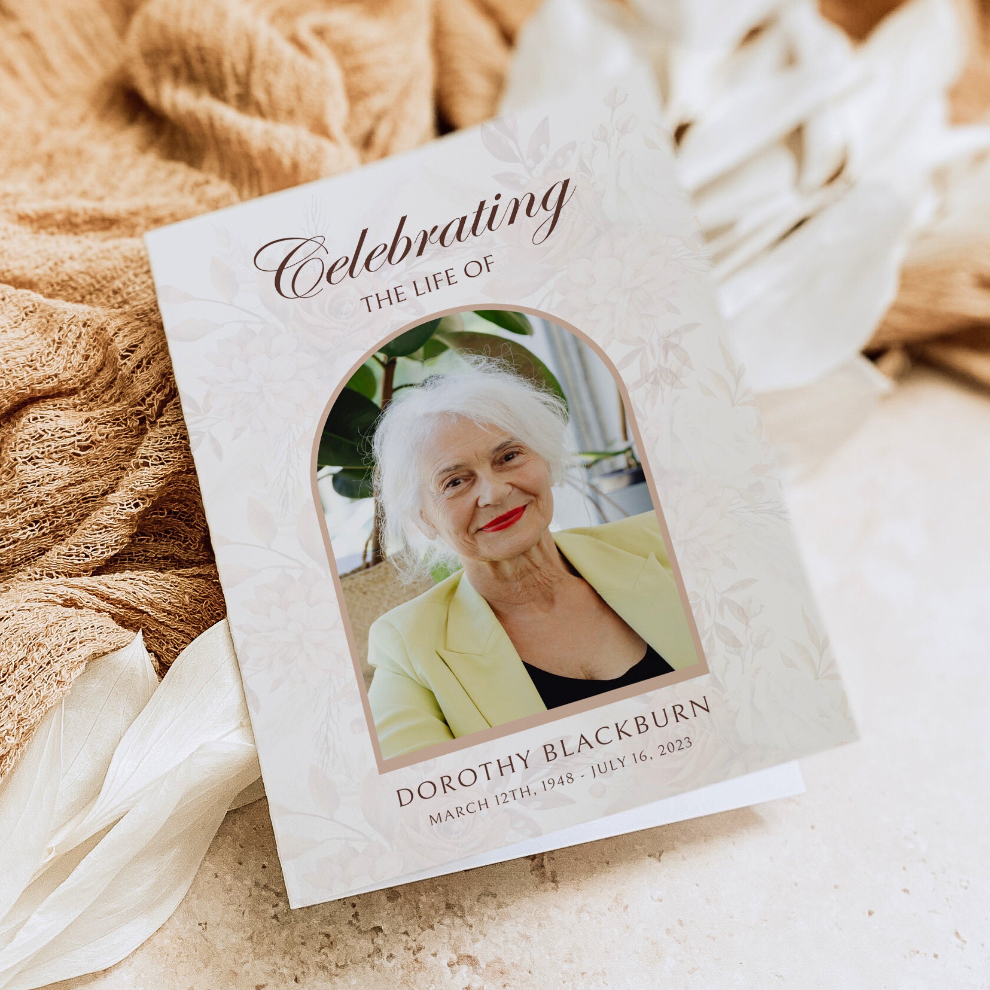 Women Funeral Program Template, Celebration of Life, Greenery Template ...