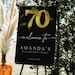 Gold 70th Birthday Welcome Sign, Modern Poster, Black and Gold Birthday ...