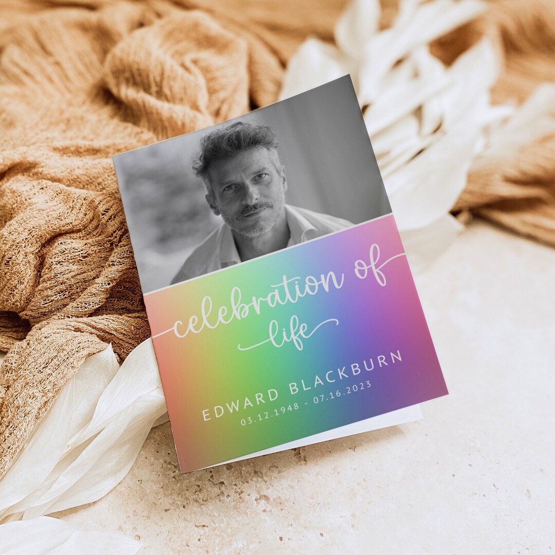 Pride Funeral Program Template Rainbow Obituary Personalized - Etsy