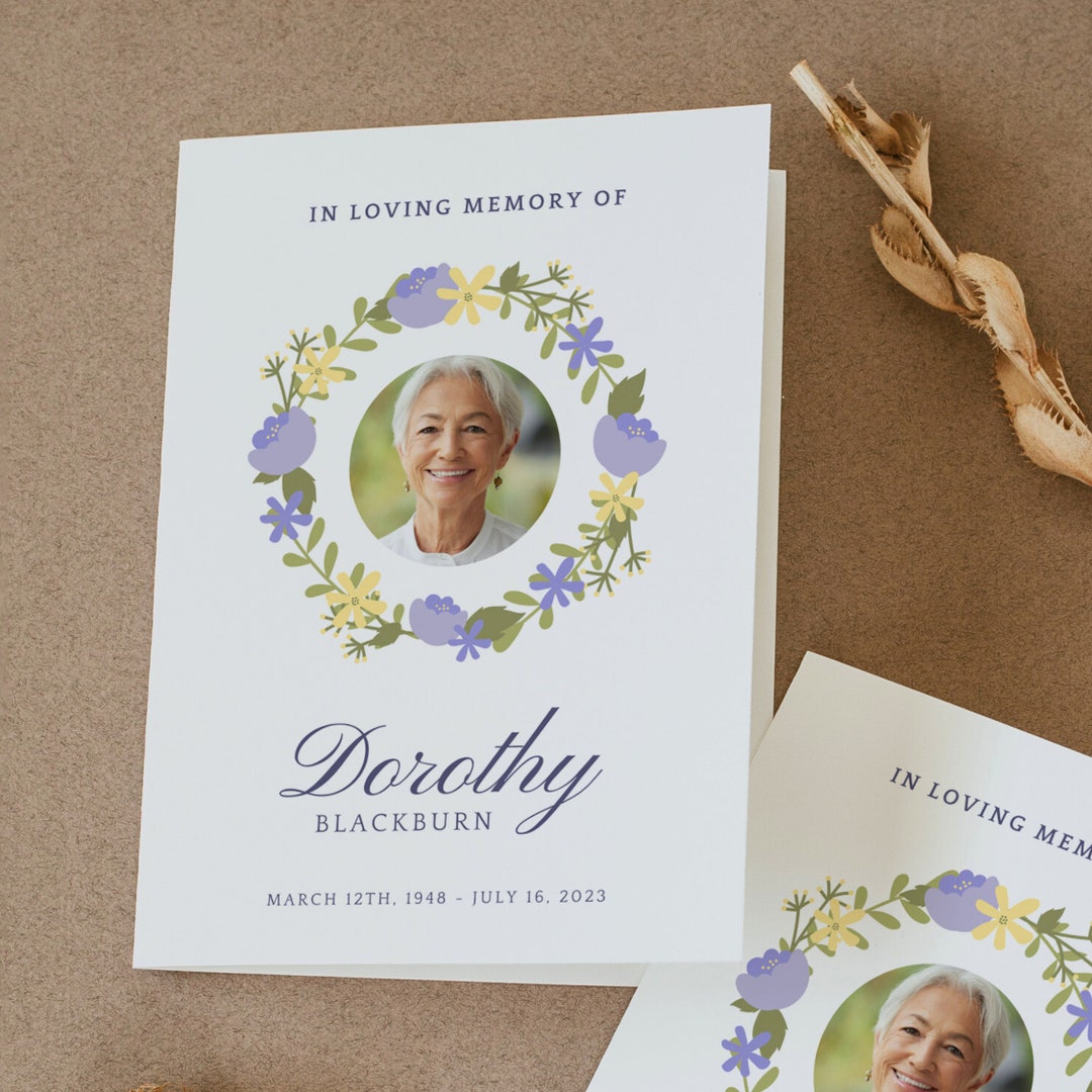 Floral Funeral Program Template for Woman, Funeral Service Booklet ...