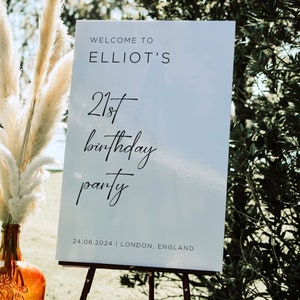 Minimal Birthday Welcome Sign Template, 21st Party Decoration Ideas ...