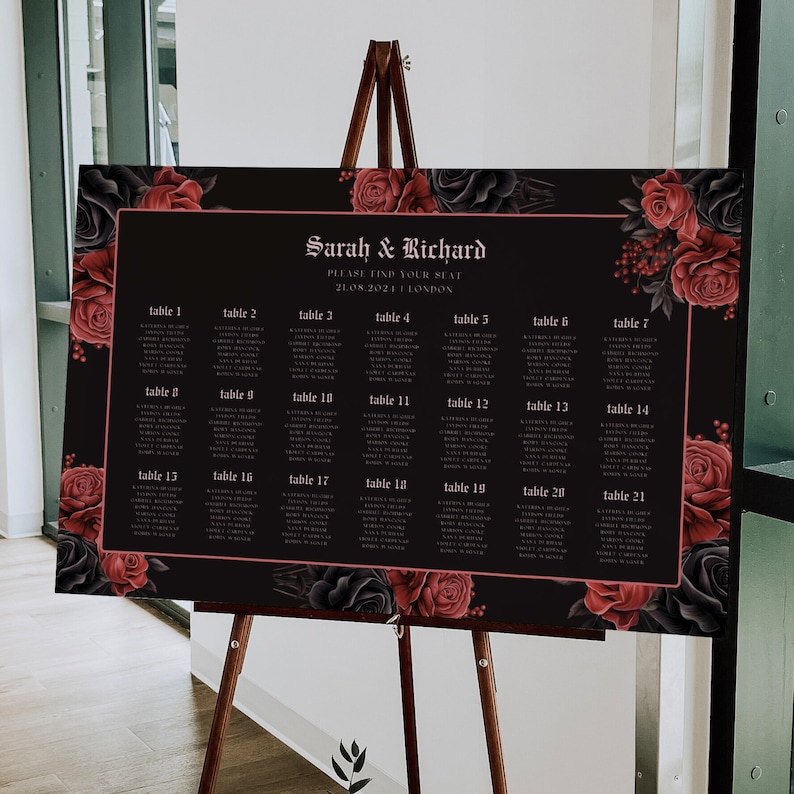 Medieval Wedding Seating Chart Template, Gothic Arrangement Board ...
