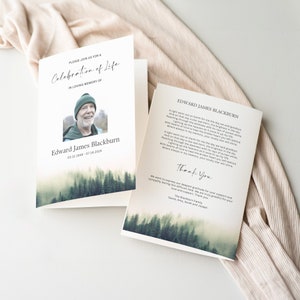 Forest Funeral Program, Outdoor Obituary Template, Printable Order of ...