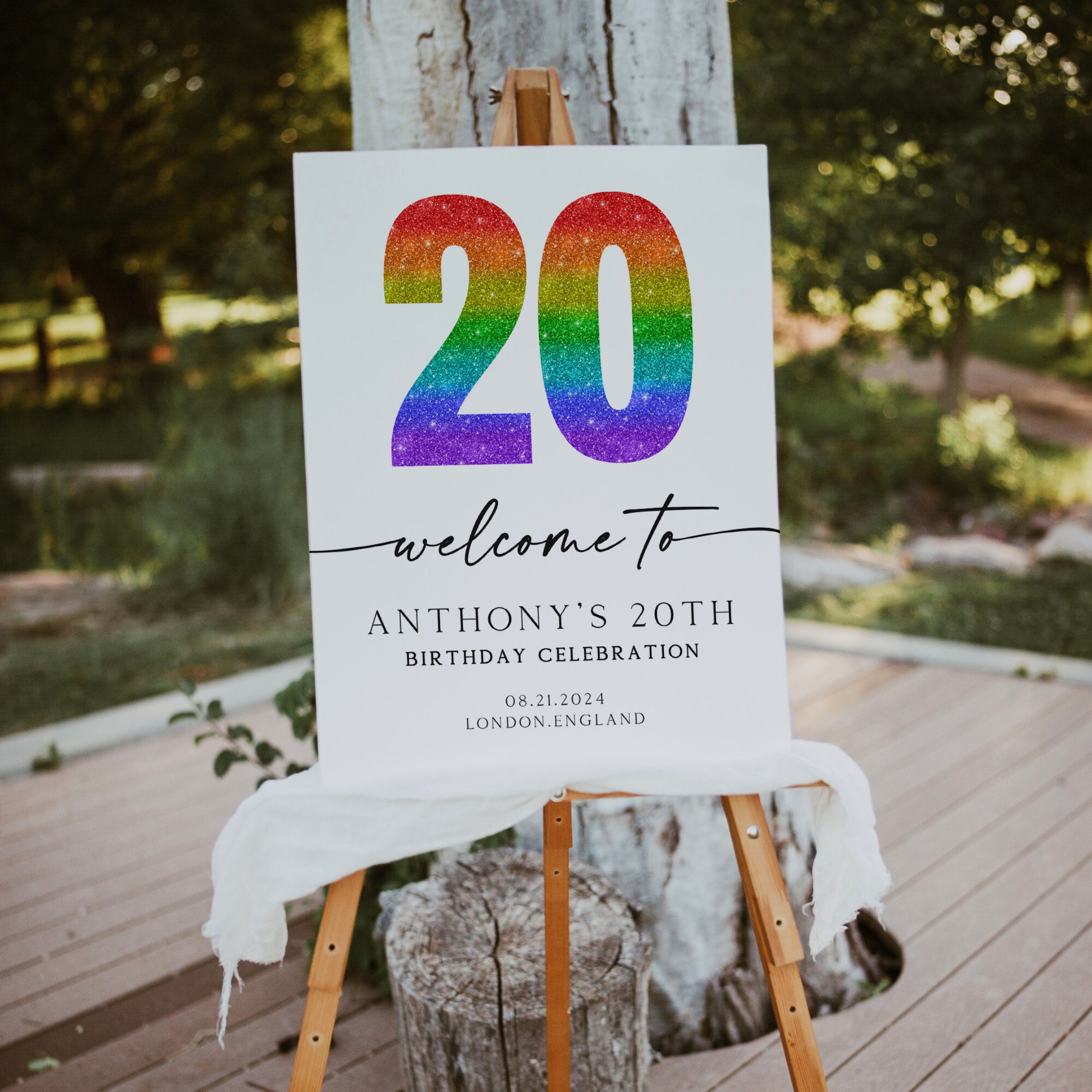 Rainbow 20th Birthday Poster, Welcome Sign Party Decor, Pride Birthday ...