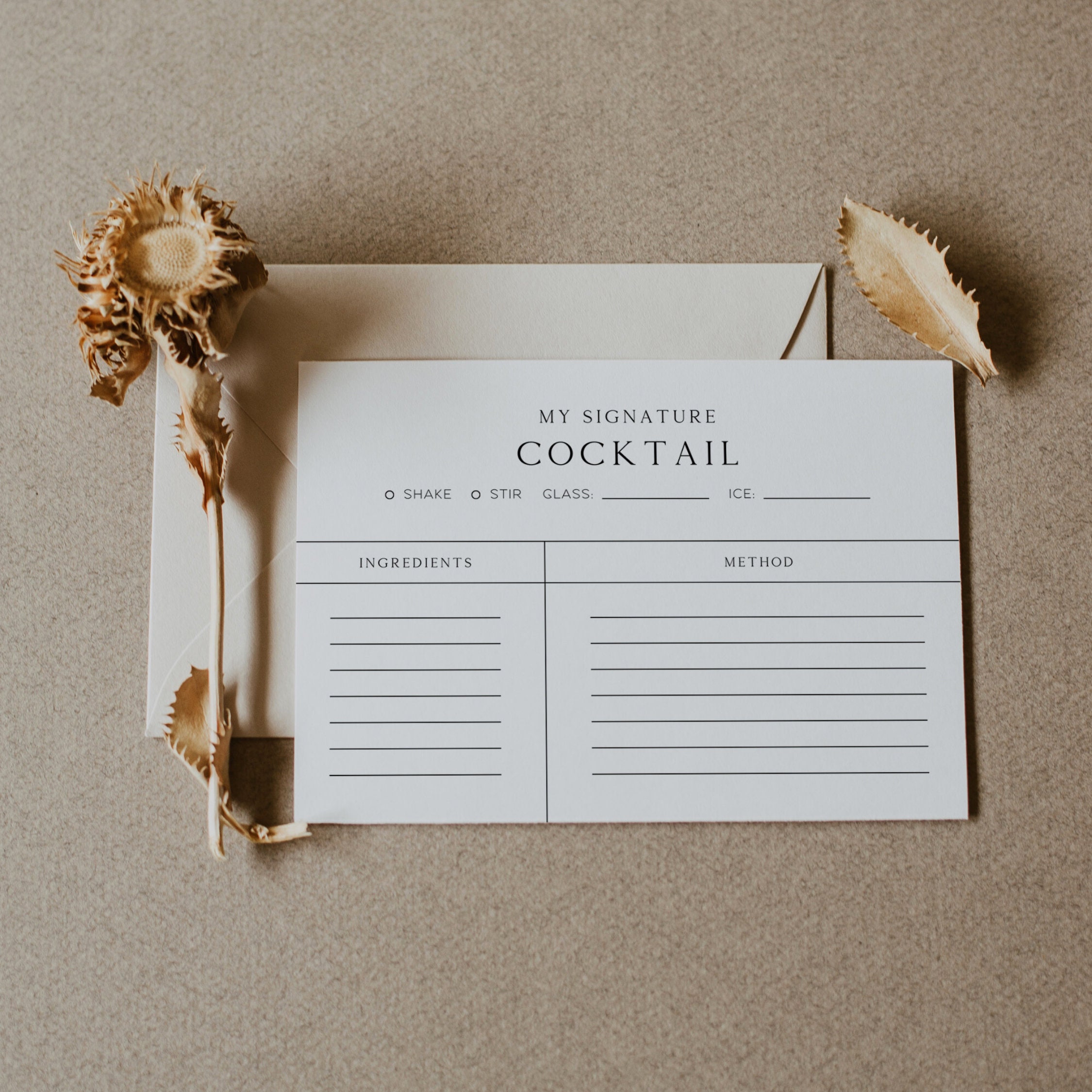 Signature Drinks Recipe Cards Template, Fillable Cocktail Method ...
