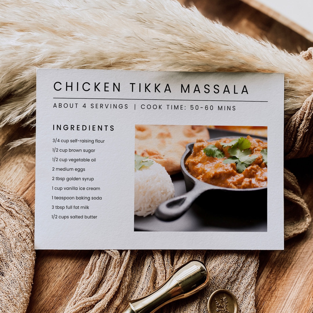 Simple Recipe Cards, Editable Recipe Template, Custom Meal Planning ...