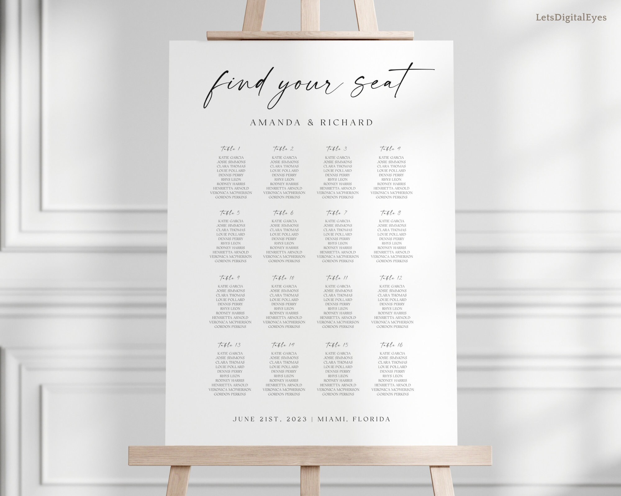 Editable Find Your Seat Seating Chart Template Elegant - Etsy