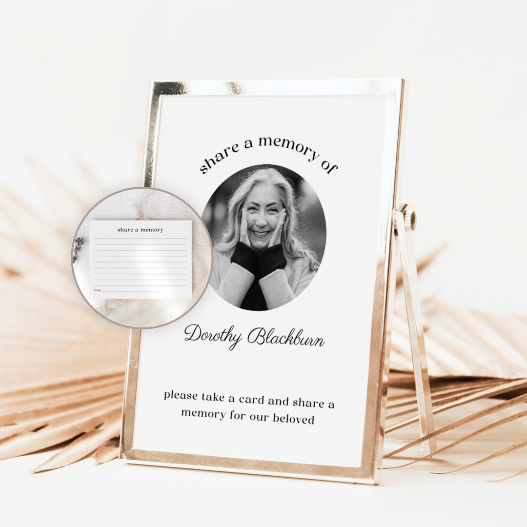 Minimal Share A Memory Sign Template, Printable Funeral Cards ...
