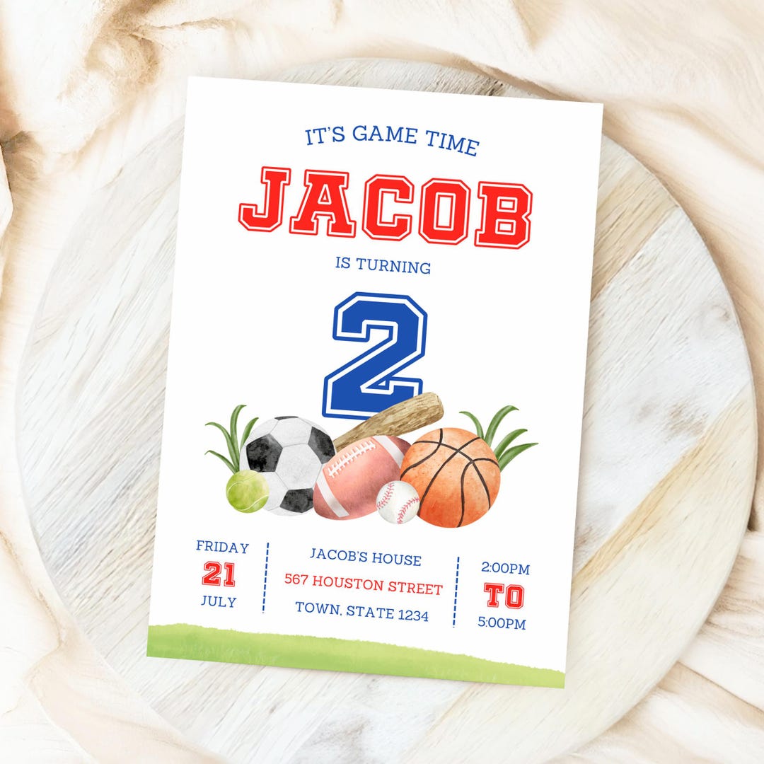 Sports Birthday Party Invitation Template, Soccer Party Invite ...