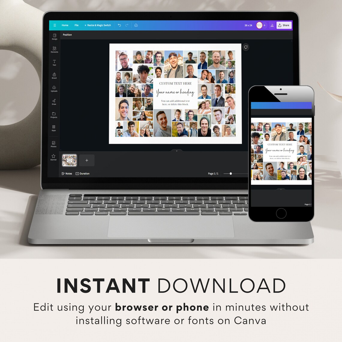 Custom Photo Collage Template, Graduation Gift Idea, Wedding ...