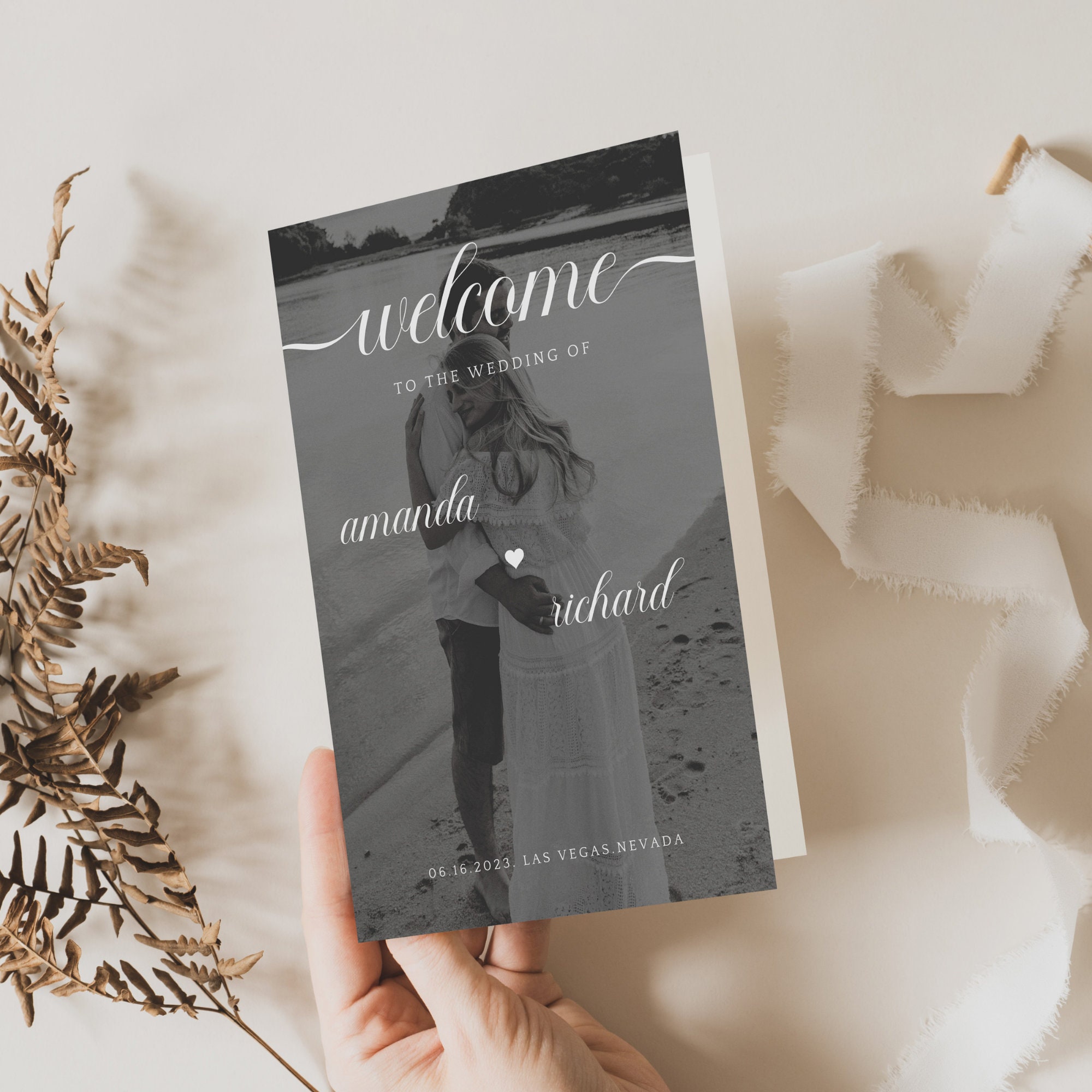 Modern Wedding Programs, Minimalist Program Template, Order of Service ...
