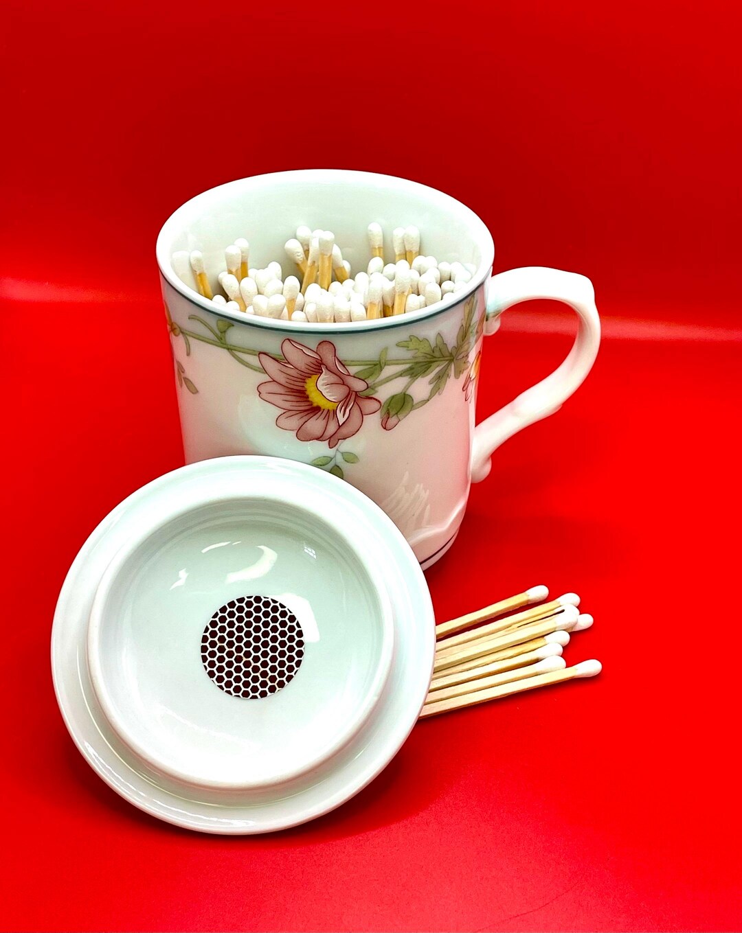 Pink Flowers Matchstick Holder With Striker and 3” Long Matches - Etsy