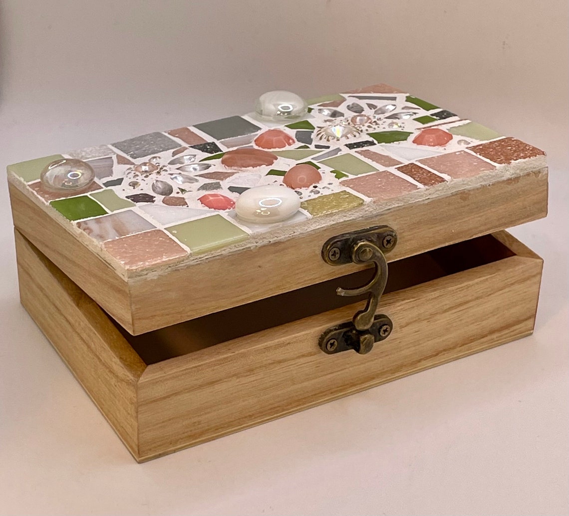 Pink and Green Gems Mosaic Box - Etsy