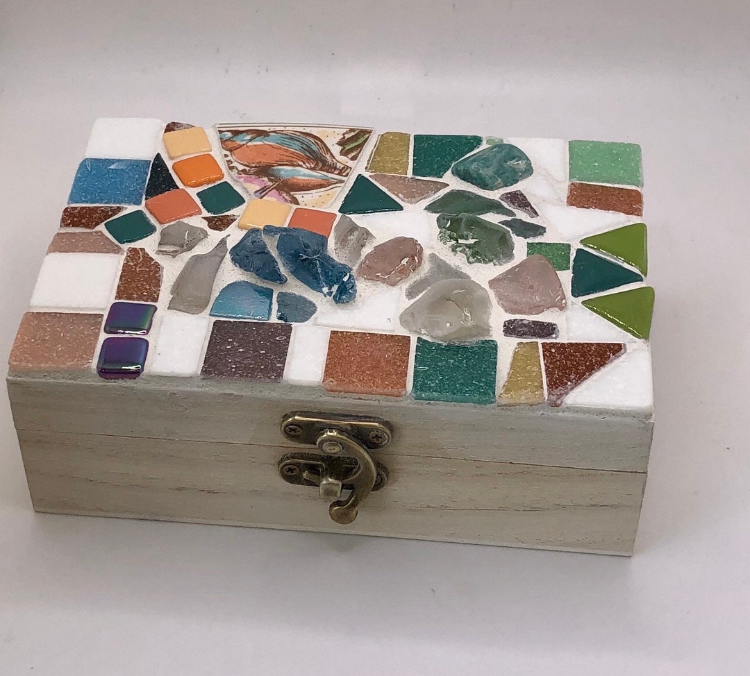 Coastal Beach Glass Mosaic Box - Etsy