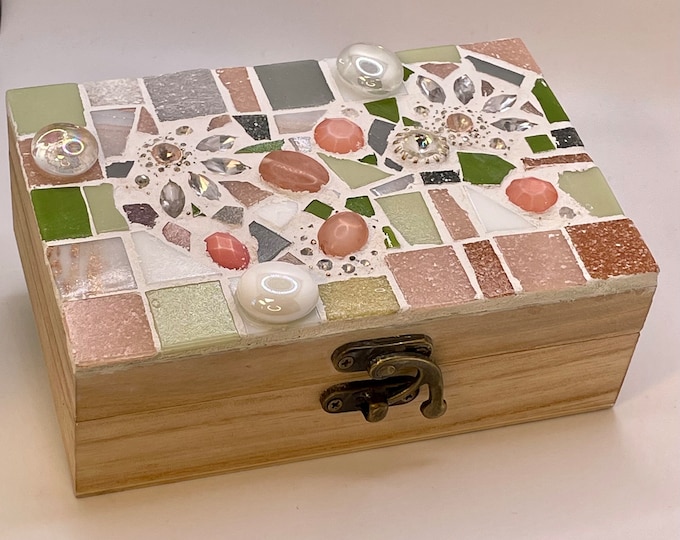 Pink and Green Gems Mosaic Box - Etsy