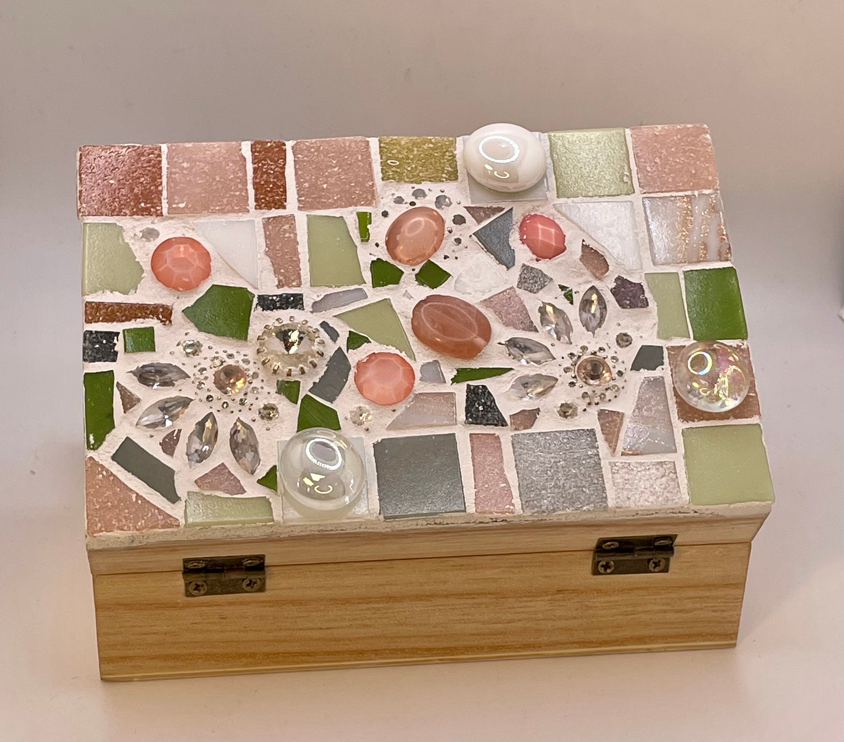 Pink and Green Gems Mosaic Box - Etsy