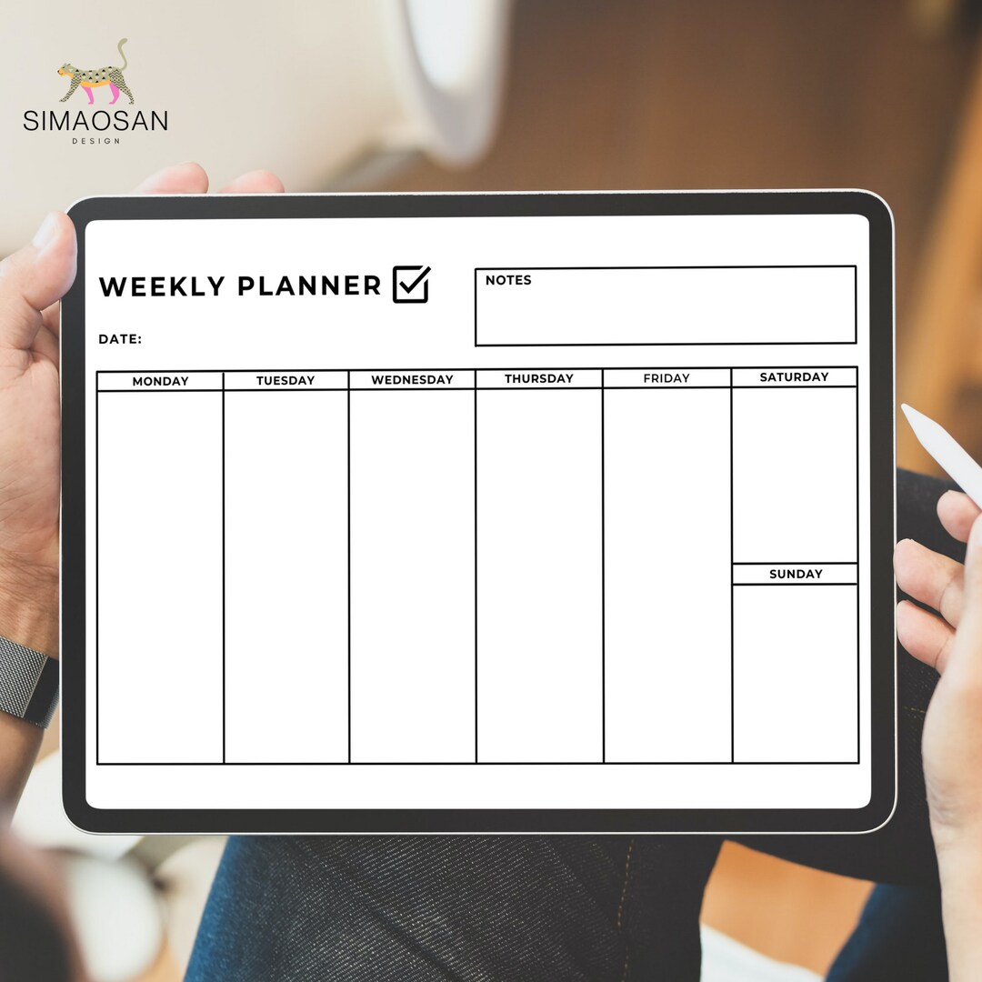 Printable Weekly Planner INSTANT DOWNLOAD Landscape - Etsy
