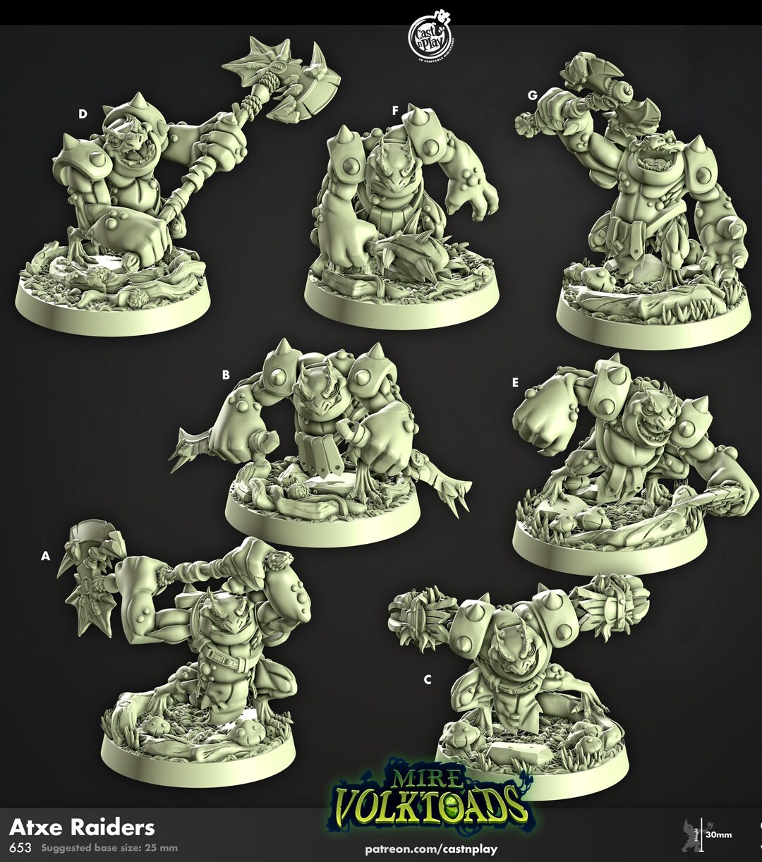Mire Volktoad Atxe Raiders Miniature Single or 7 Pack Premium 3D Resin ...