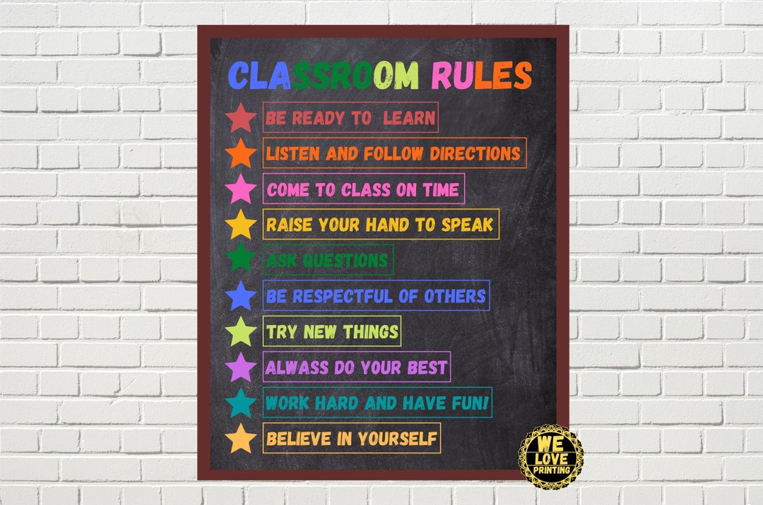 Classroom Rules Poster Class Rules Poster for Middle School - Etsy