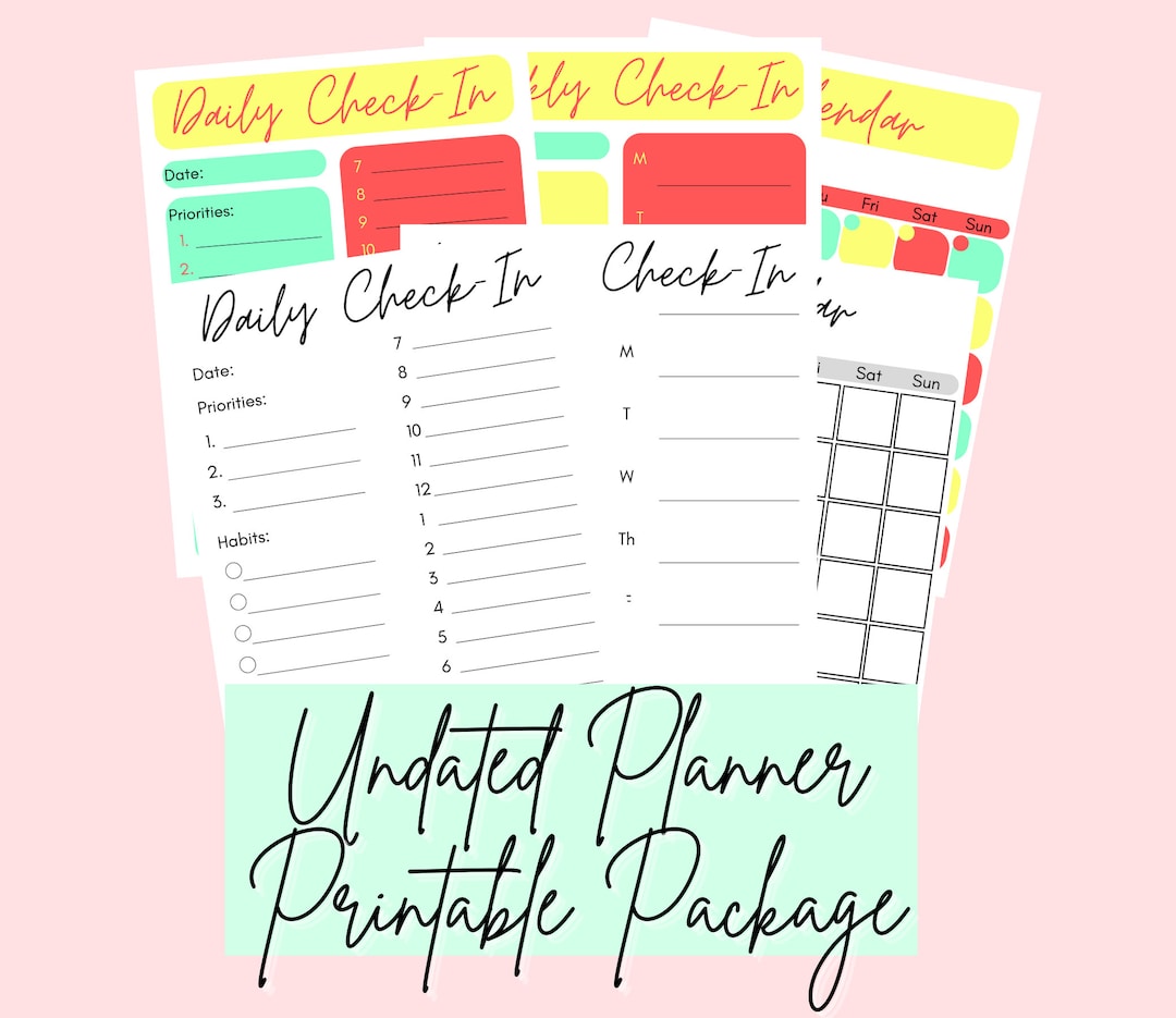 Undated Planner Printable Package - 8.5" X 11" Planners - Daily Planner ...