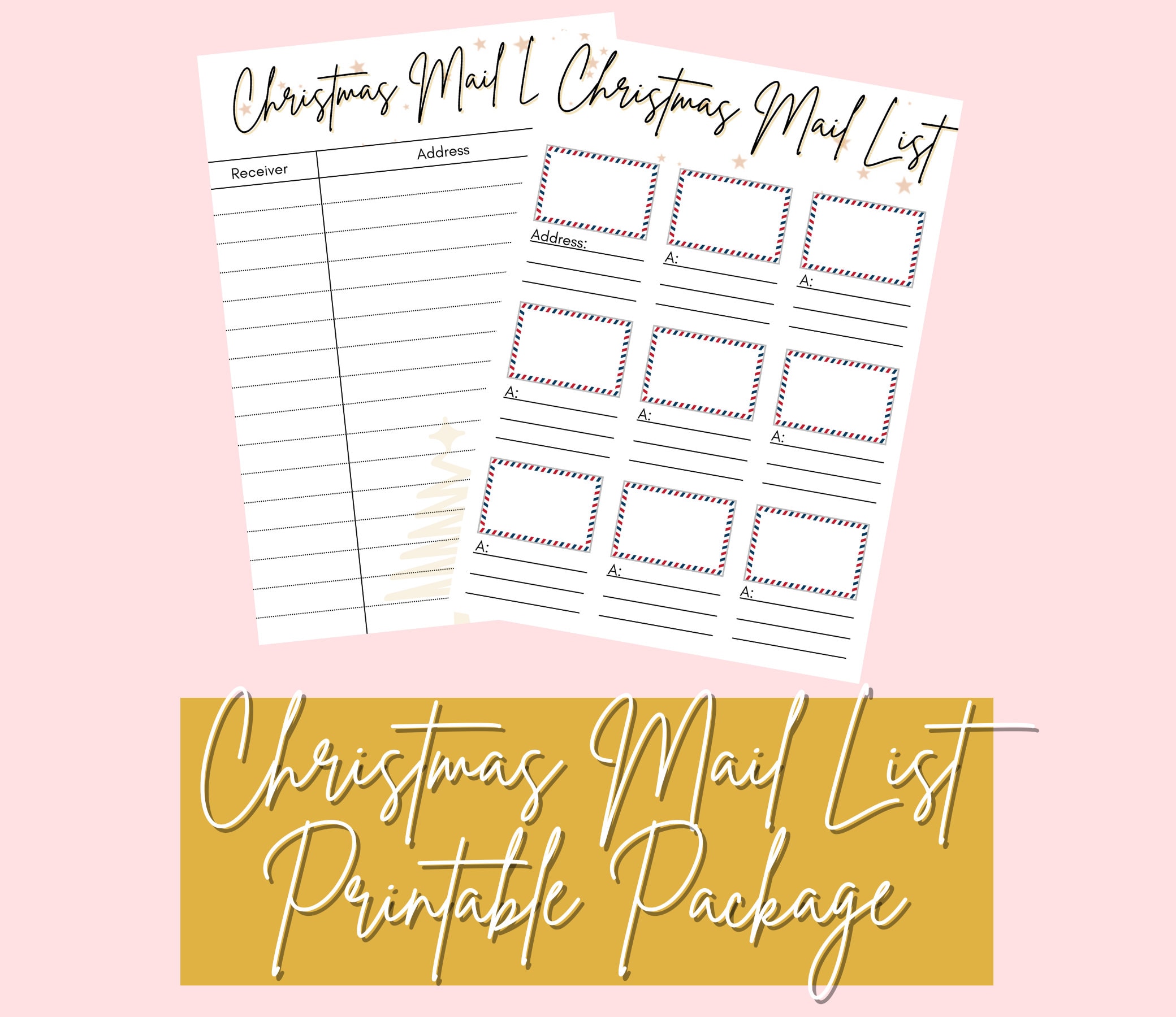 Christmas Card Mail List Printable Package - A4 Mailing List Printable ...