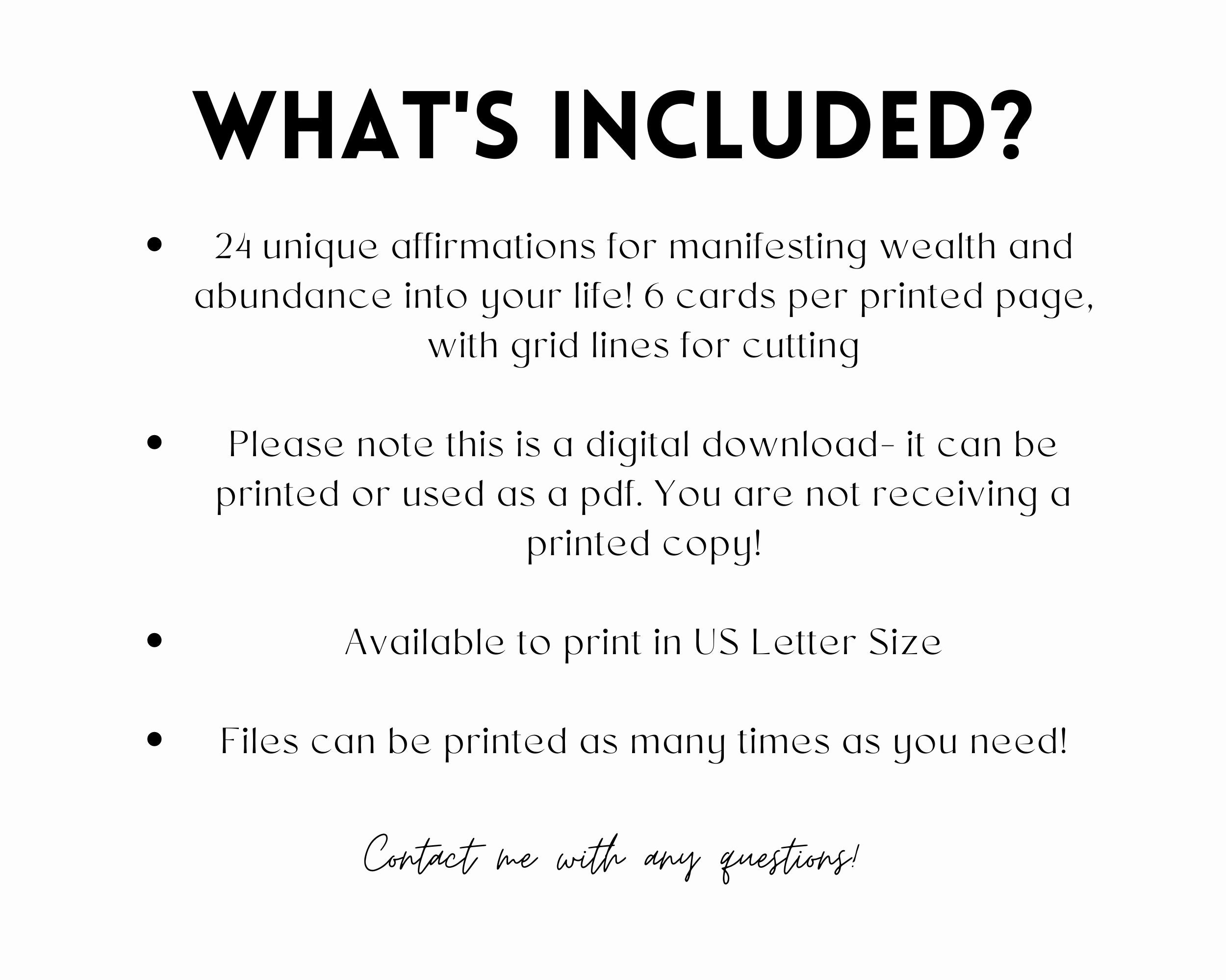 Printable Affirmation Cards Wealth And Abundance Affirmation Deck