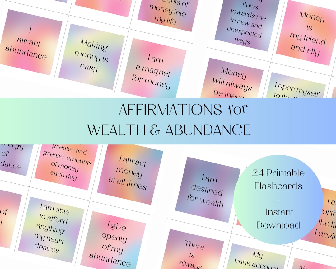 Printable Affirmation Cards - Wealth & Abundance - Affirmation Deck ...