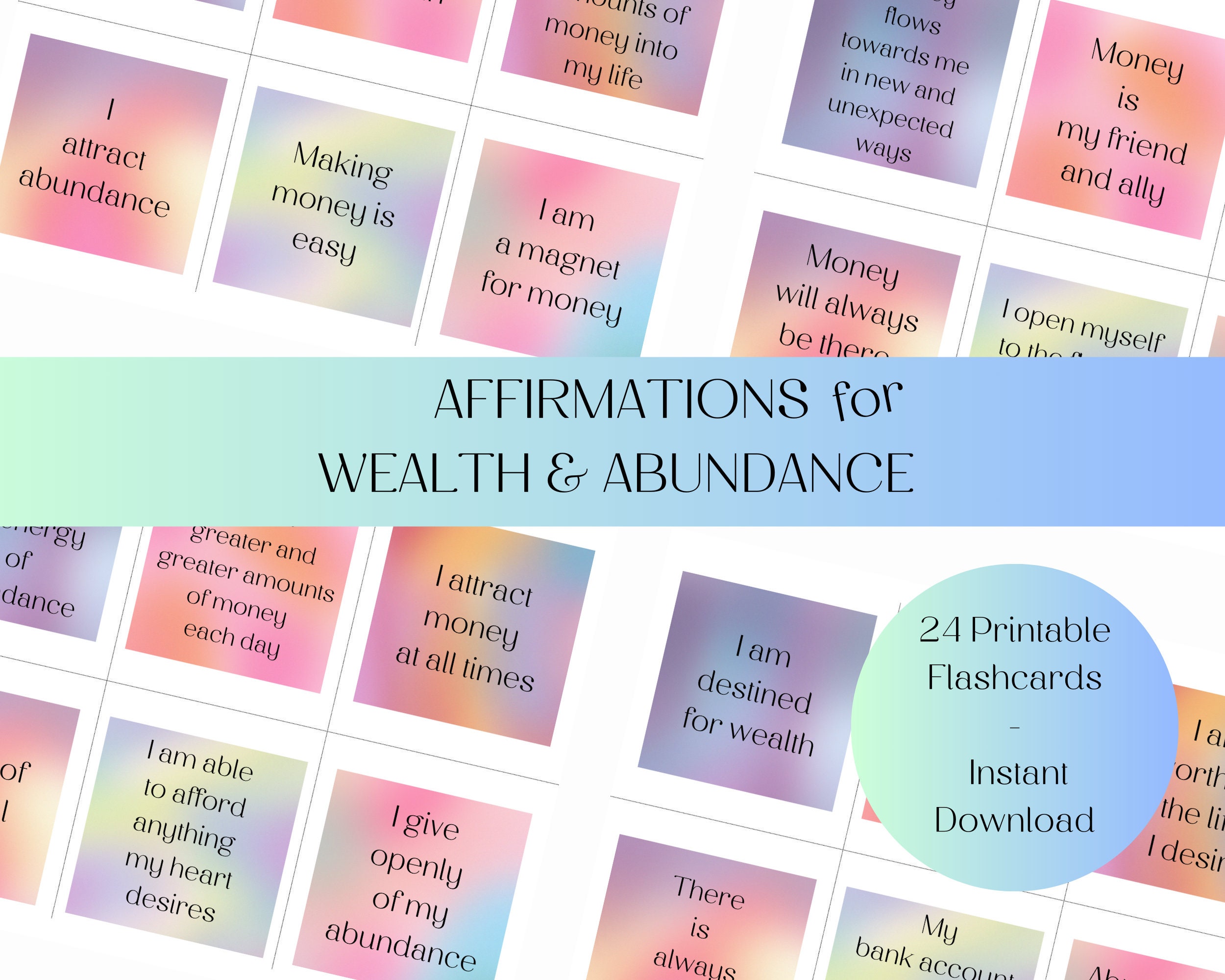 Printable Affirmation Cards - Wealth & Abundance - Affirmation Deck ...