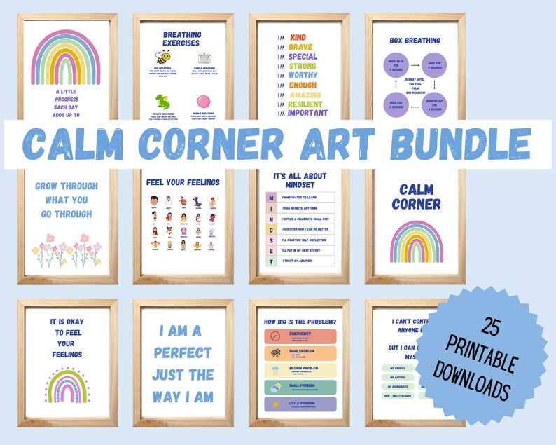 25 Calm Corner Classroom Printable Wall Art - Social Emotional Self ...