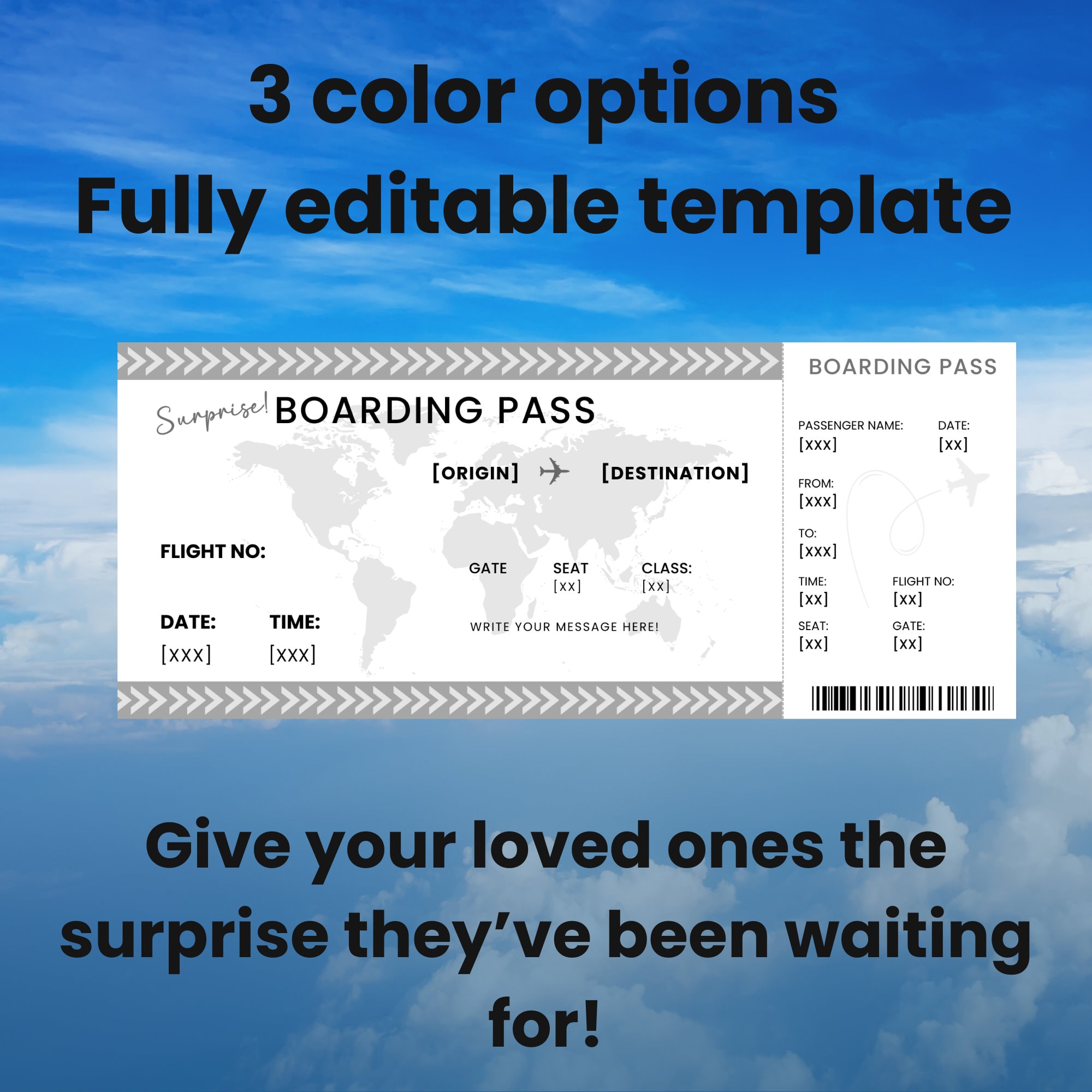 Surprise Trip Reveal, Fake Boarding Pass, Fake Ticket, Xmas Gift Reveal ...