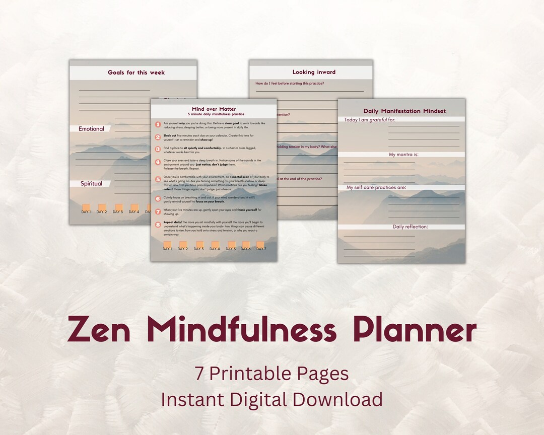 Mindfulness & Meditation Planner Pages - Mental Health, Self Care ...