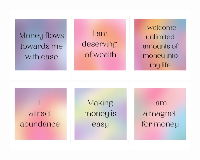 Printable Affirmation Cards - Wealth & Abundance - Affirmation Deck ...