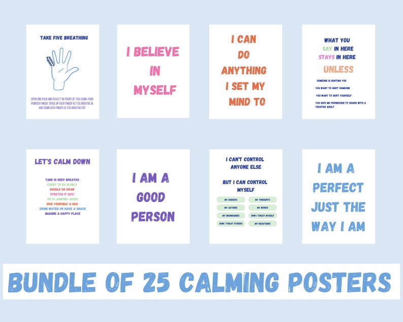 25 Calm Corner Classroom Printable Wall Art - Social Emotional Self ...