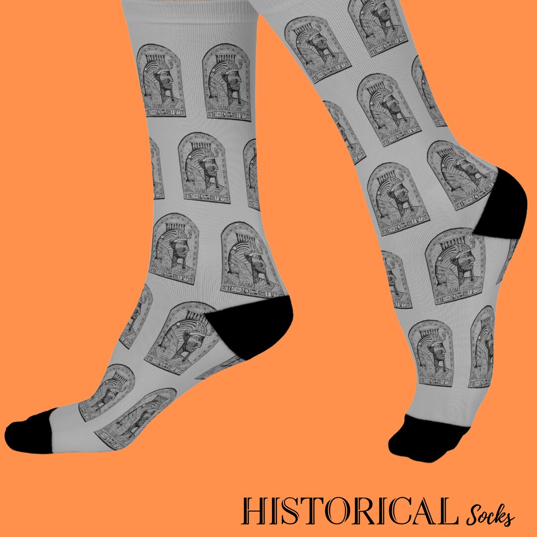 Ancient Egypt Socks, Pharaoh Ramses III, Grey Socks, Novelty Socks ...