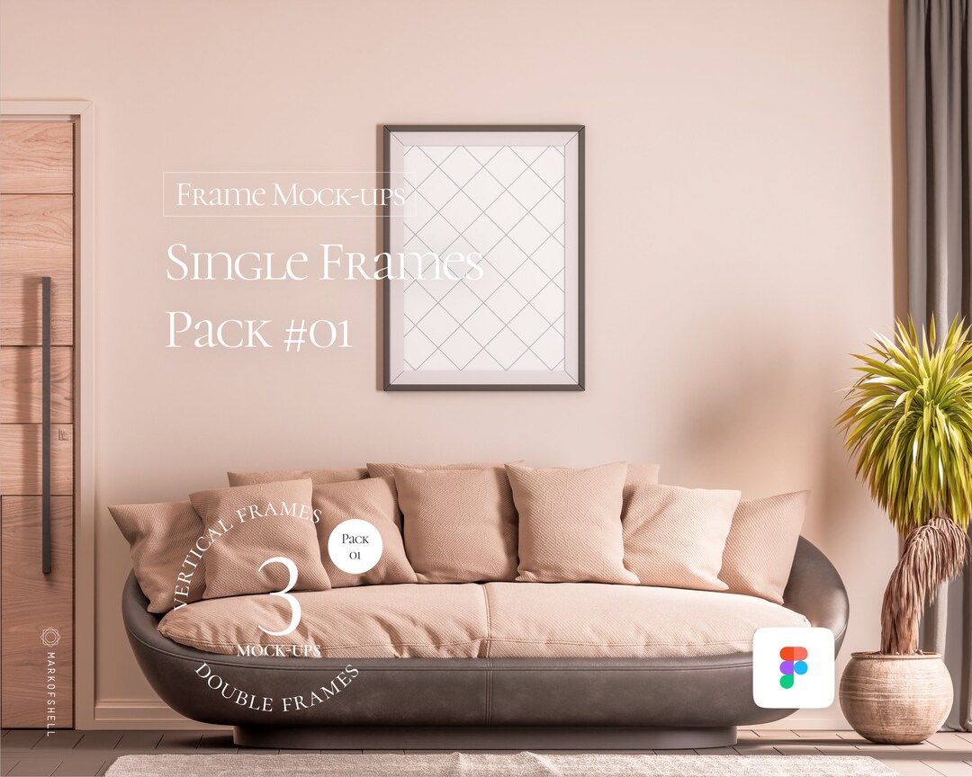Vertical Single Frame Mock-ups Pack #01. 3 Interior Scenes for Poster ...