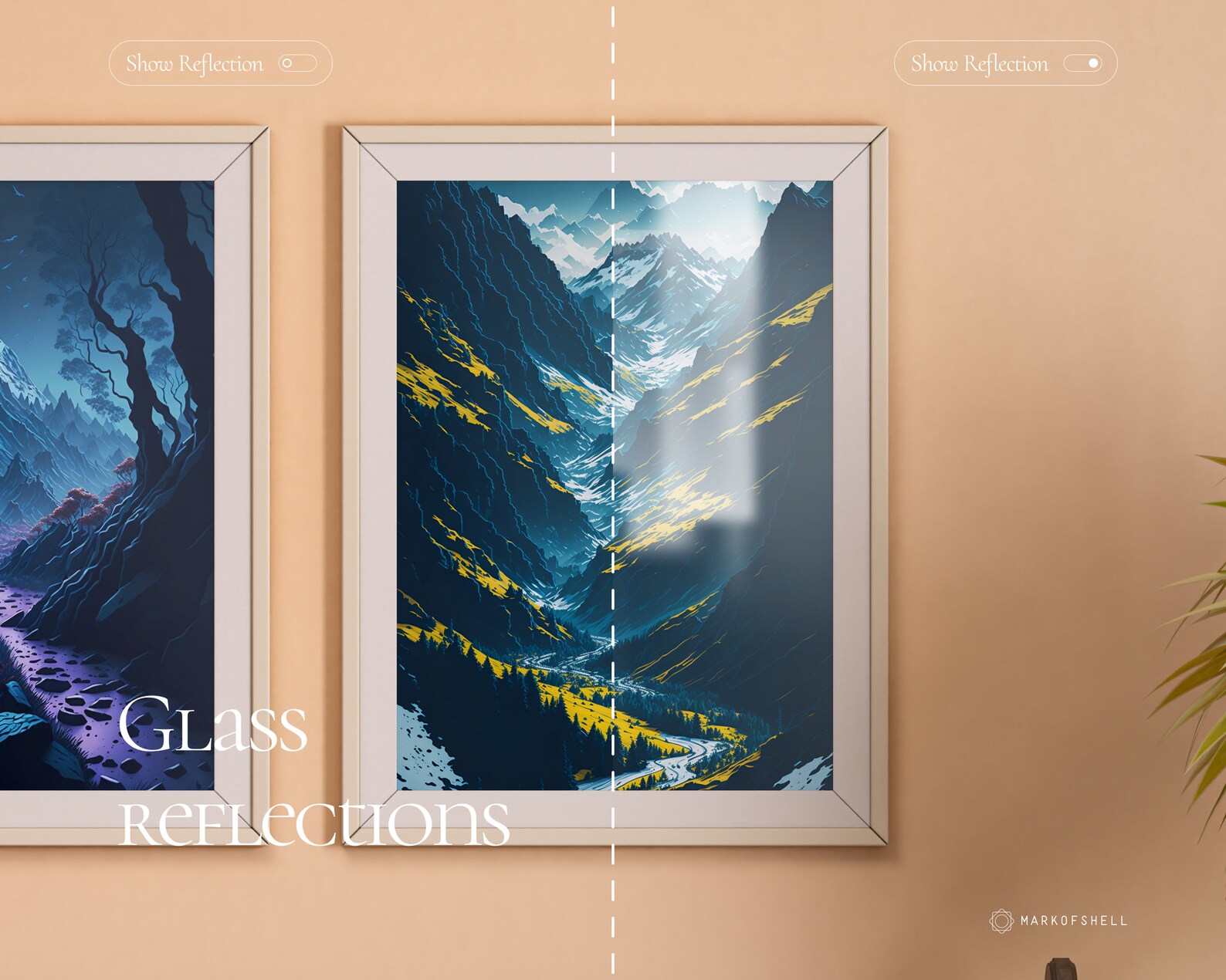 Double Frame Mock-ups Pack 03. 3 Interior Scenes for Poster Frame Mock ...