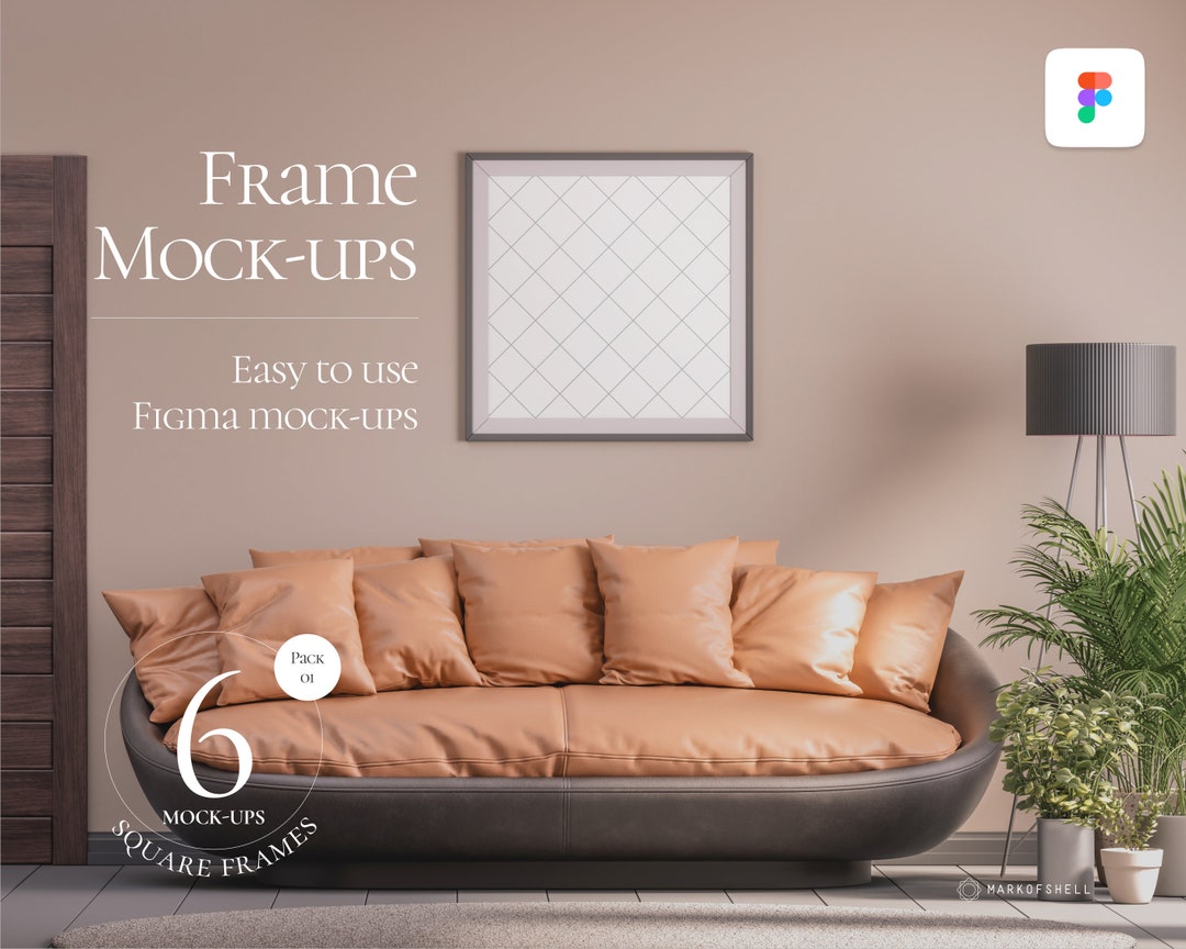 Figma Frame Mock-ups: Square Frames Pack 01. 6 Interior Room Frame ...
