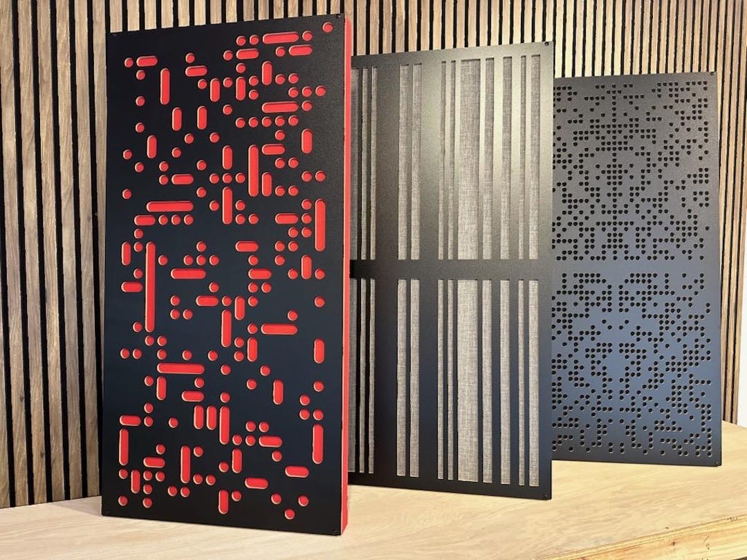 Black Acoustic Diffusion Panels – Sound Absorbing Diffusing – 23”x45.5 ...