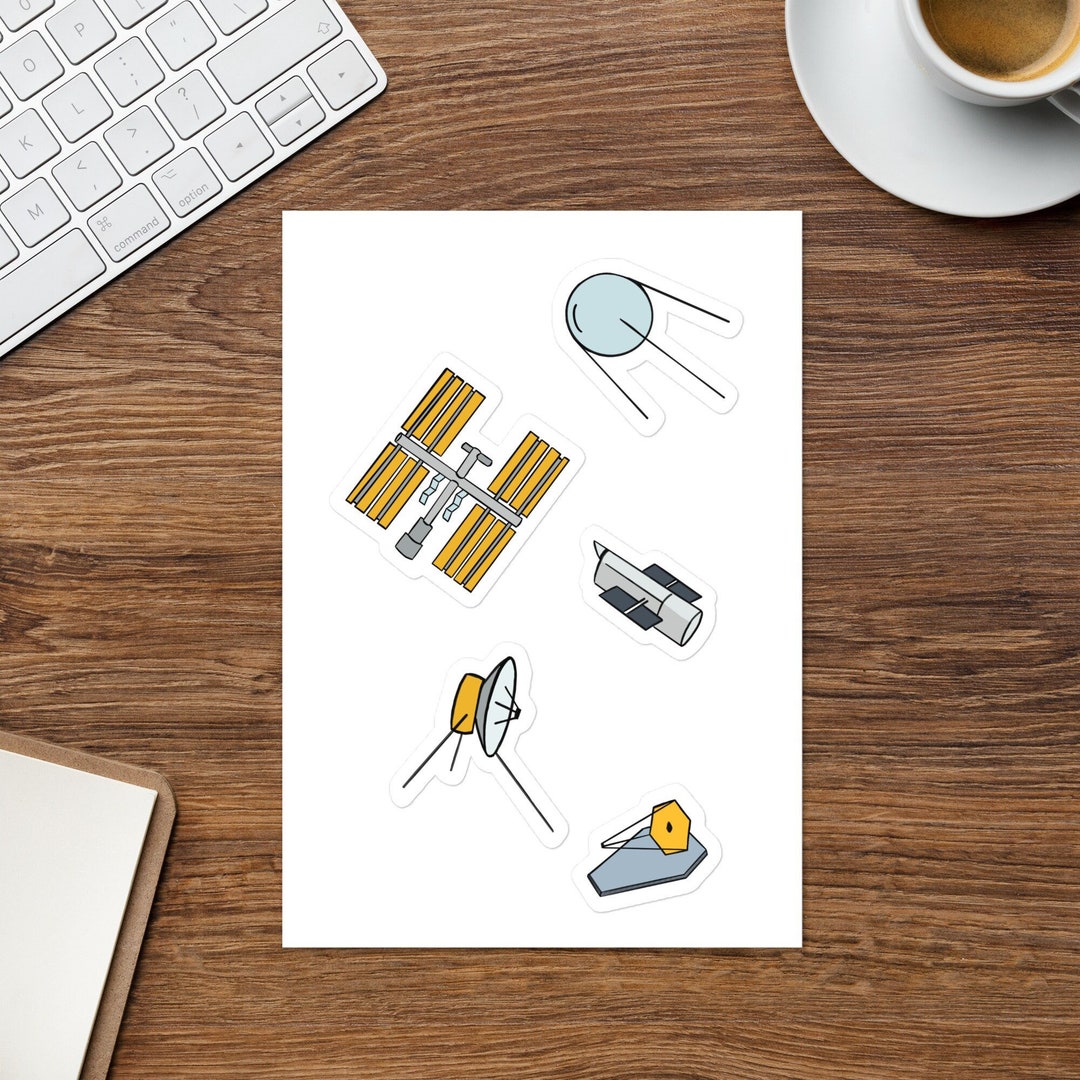 Satellite Sticker Sheets | Hand-drawn Satellite Stickers | Gifts for ...