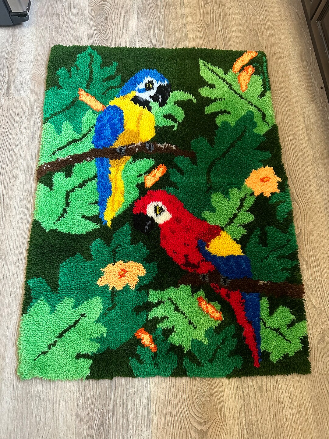 Vintage Parrot Latch Hook Rug - Etsy